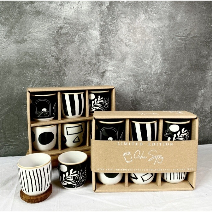Carramica Gelas Keramik Ocha Black Mamba Wedding Gift Set