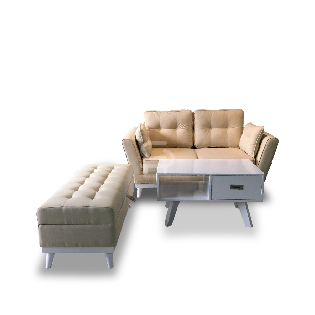 Sofa Seat Scandi 2 Seat Bench + Meja Laci Scandi