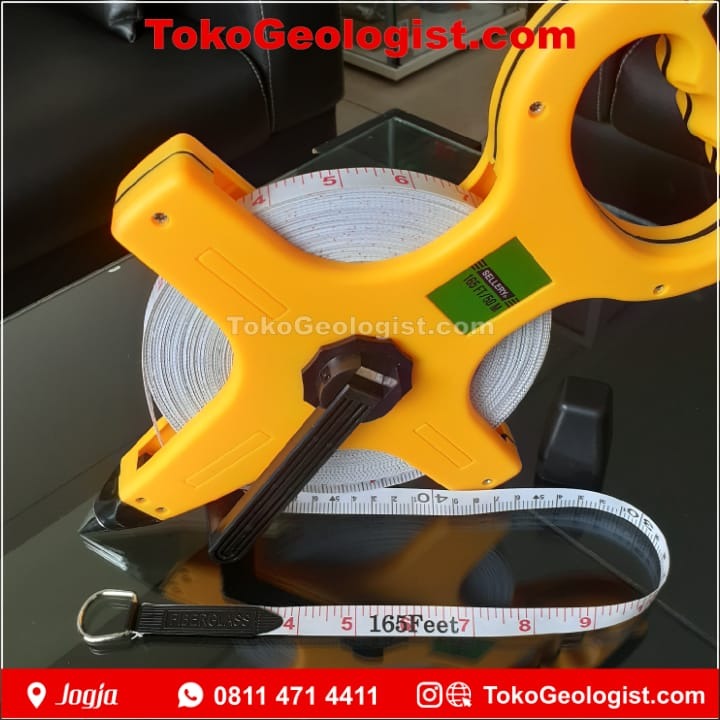 Meteran Gulung Roll Baja Sellery Steel Long Tape 165ft 50m