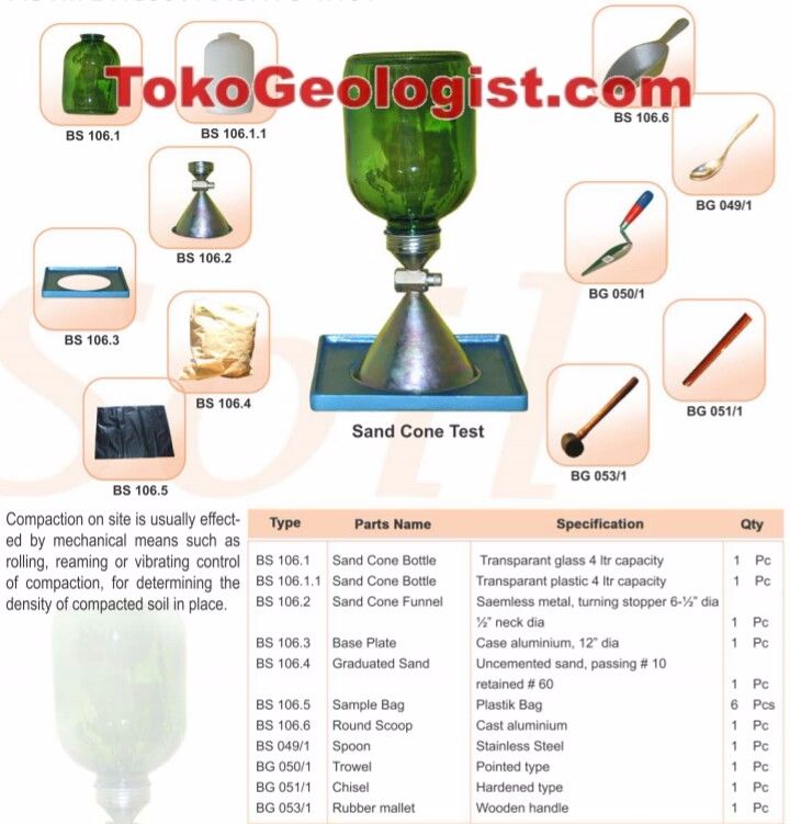 jual SAND CONE alat uji kepadatan tanah lapangan di Yogyakarta