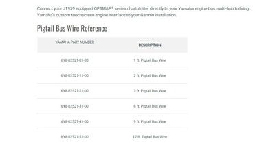 Garmin Yamaha Engine Bus to J1939 Adaptor Cable 010-12770-00