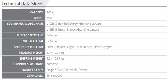 MSA V-Series Standard Energy Absorbing | BigOwner