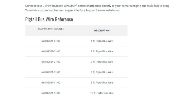 Garmin Yamaha Engine Bus to J1939 Adaptor Cable 010-12770-00