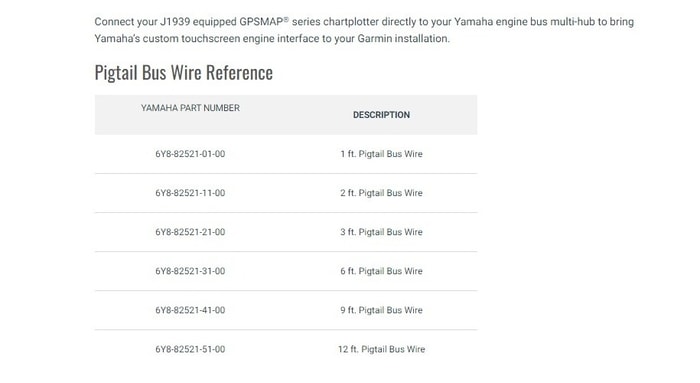 Garmin Yamaha Engine Bus to J1939 Adaptor Cable 010-12770-00