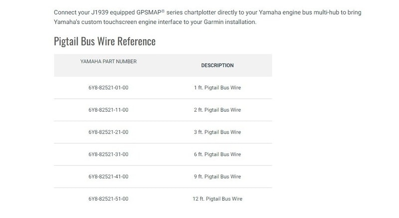 Garmin Yamaha Engine Bus to J1939 Adaptor Cable 010-12770-00